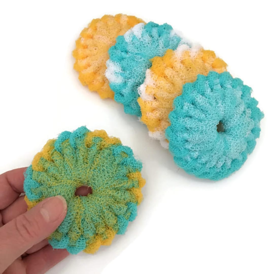Nylon Pot Scrubbies - Set of 5 - Reusable Kitchen Scrubbies - Crochet ...