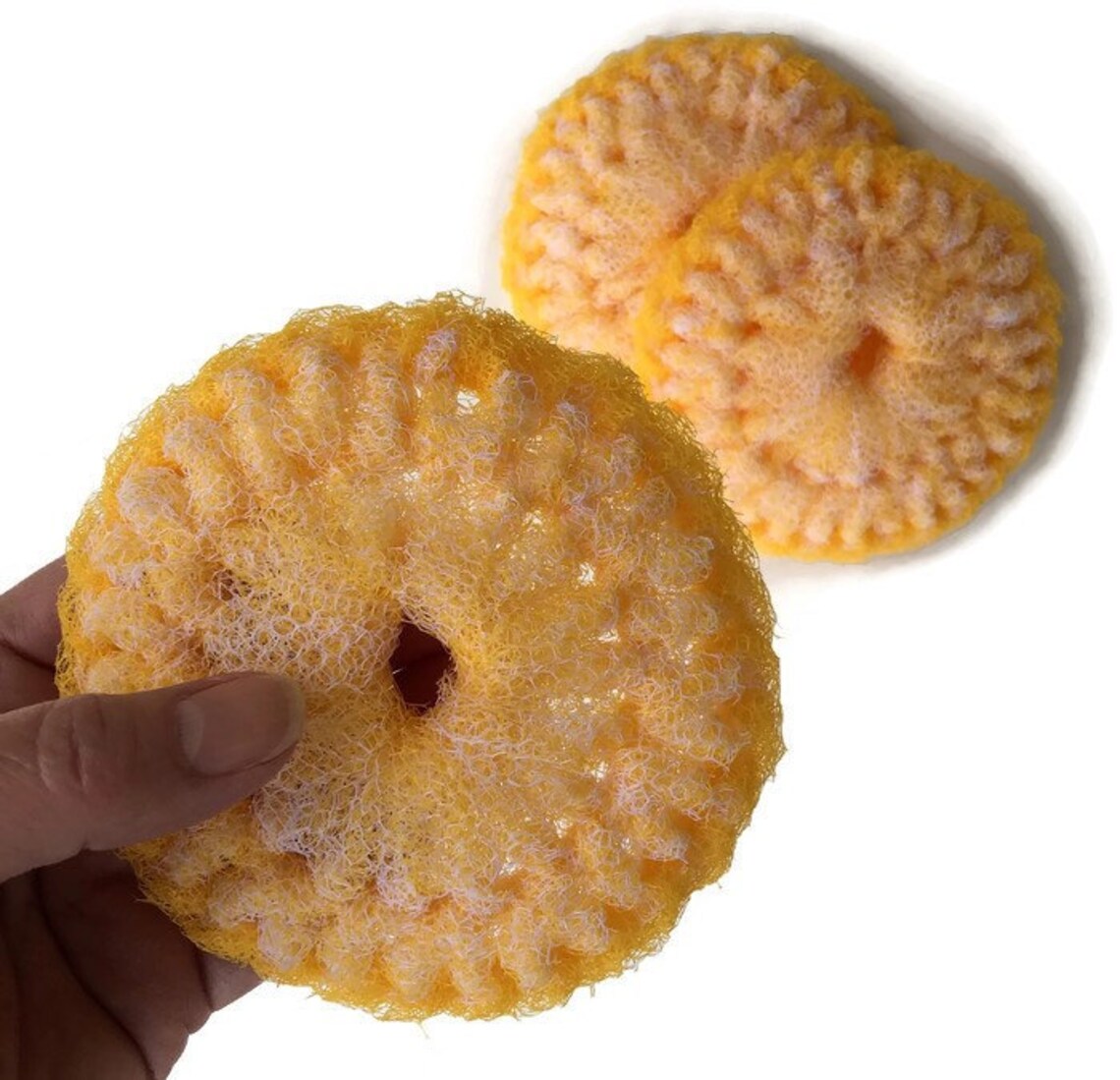 Nylon Scrubbies - Set of 3 - Lemony Yellow Kitchen Scrubbies - Crochet ...