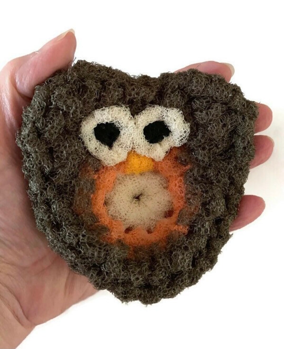 Barn Owl Dish Scrubbies - 1 Through 6 Brown - Crochet Scrubby - Pot ...
