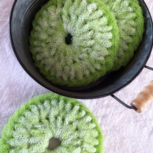 Scrubbies 3 Lime Green Kitchen Scrubbies, Crochet Scrubbies, Nylon ...