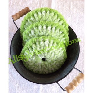 Scrubbies 3 Lime Green Kitchen Scrubbies, Crochet Scrubbies, Nylon ...
