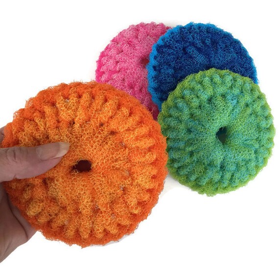 Nylon Pot Scrubber 4 Colorful Dish Scrubber Crocheted - Etsy