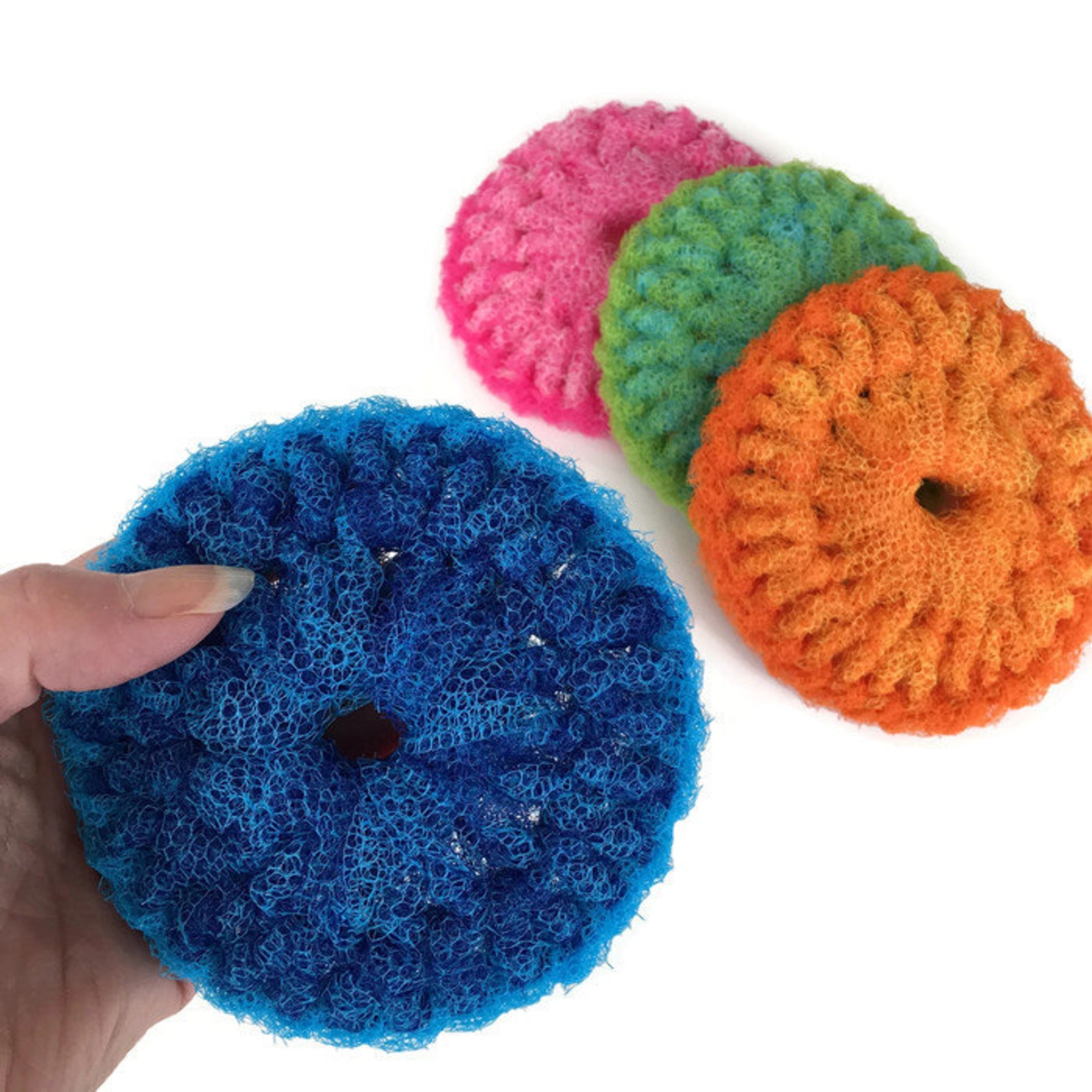 Nylon Pot Scrubber 4 Colorful Dish Scrubber Crocheted - Etsy