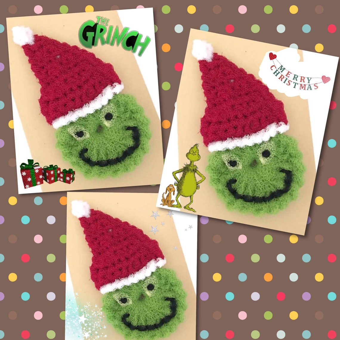Grinch Dish Scrubbies Choose 1 8 Christmas Scrubbies | Etsy
