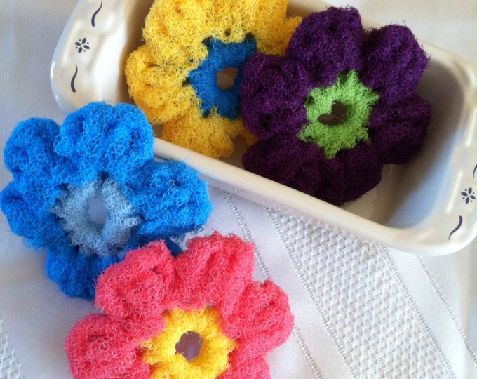 Scrubbies Nylon Pot Scrubber, Flower Dish Scrubbers, Set of 4 Flower ...