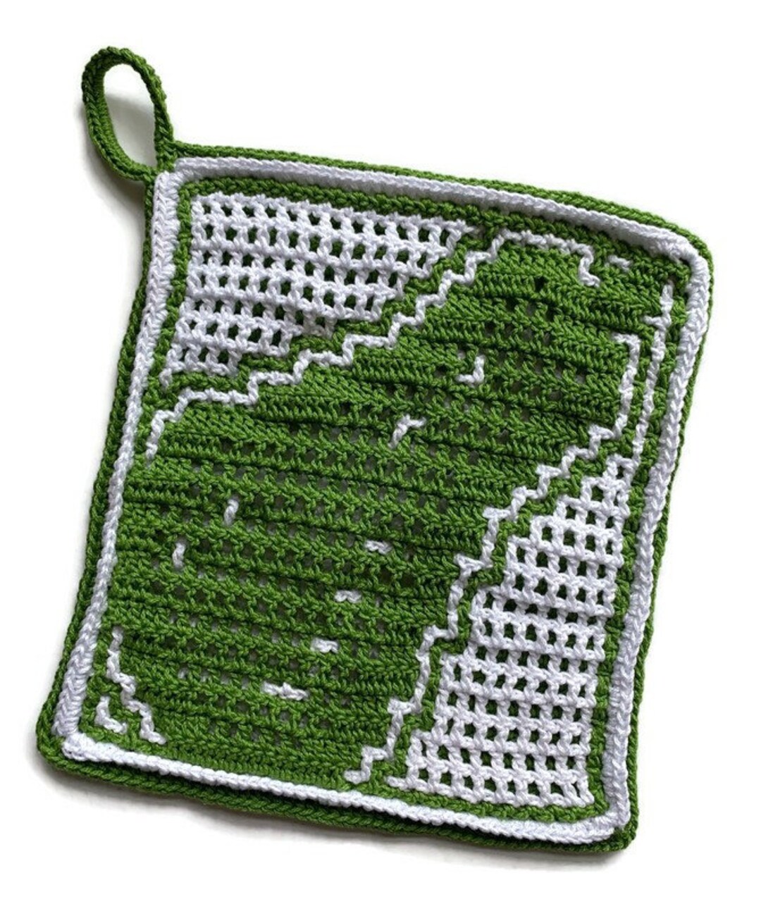 Pear Fruit Interlock Crochet Potholder - Ex. Large -cotton Trivet ...