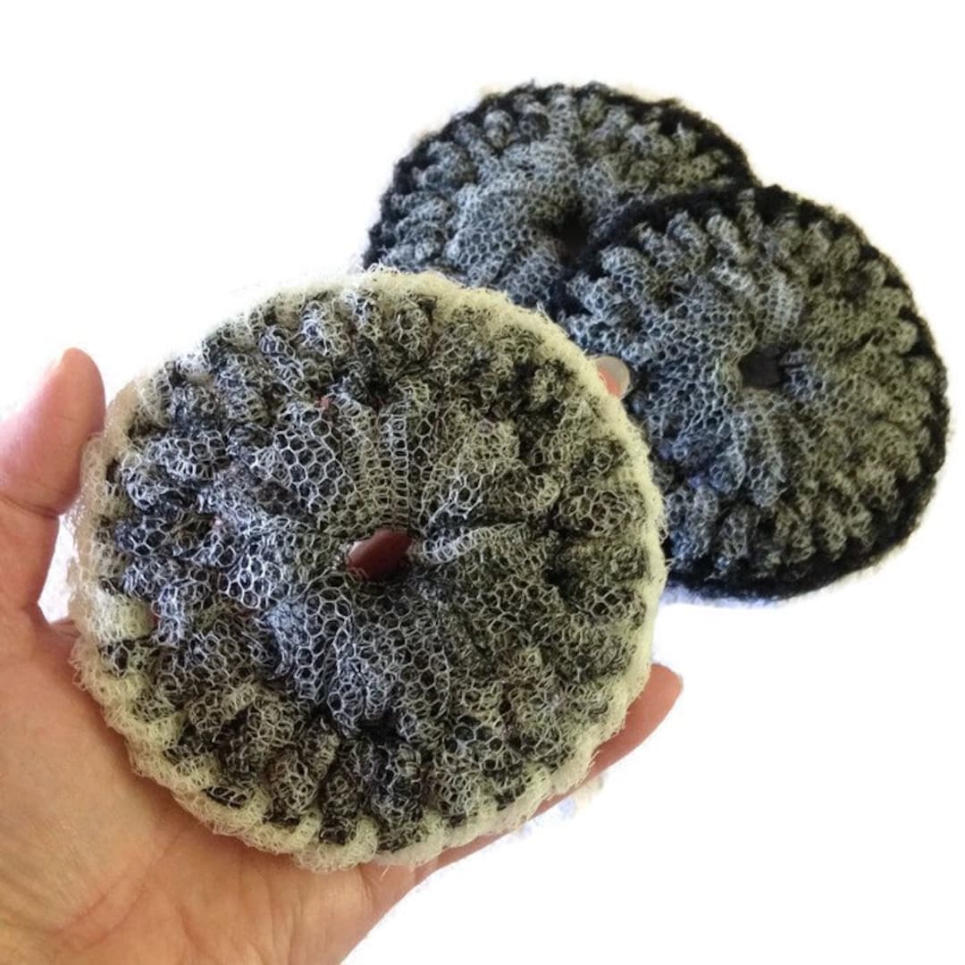Black and White Kitchen Scrubbies - Set of 3 - Large Tawashi Scrubbers ...