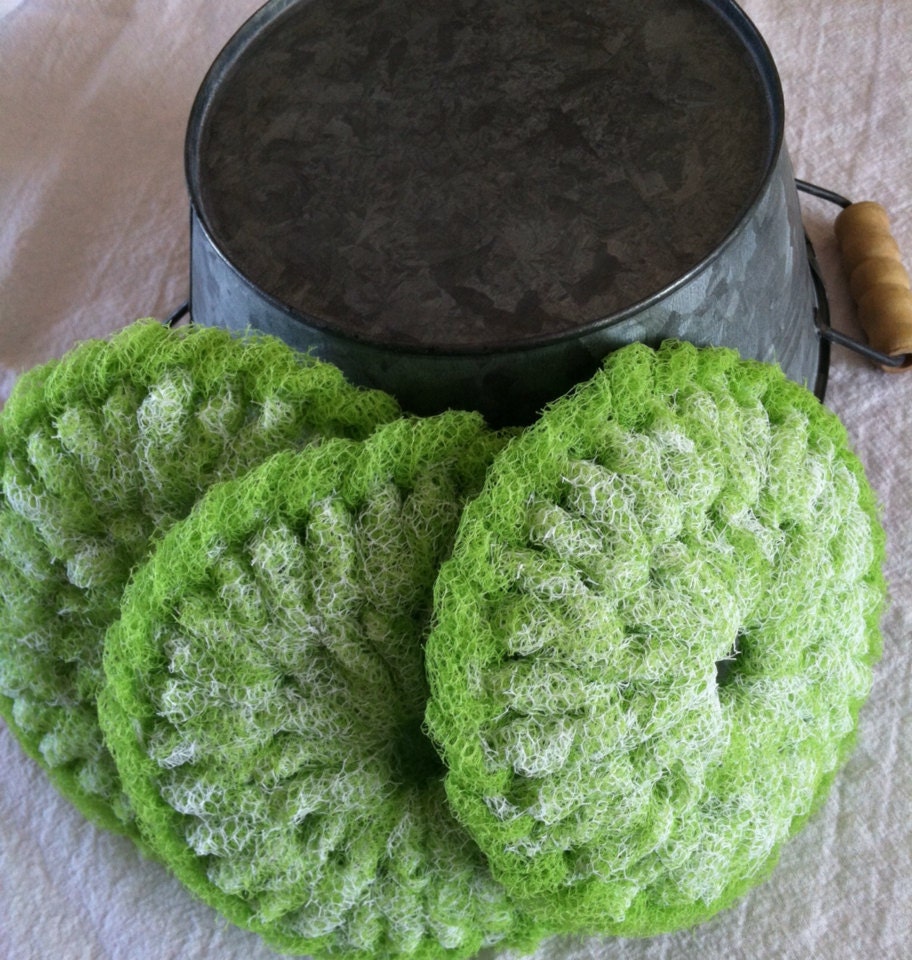 Scrubbies 3 Lime Green Kitchen Scrubbies Crochet Scrubbies | Etsy