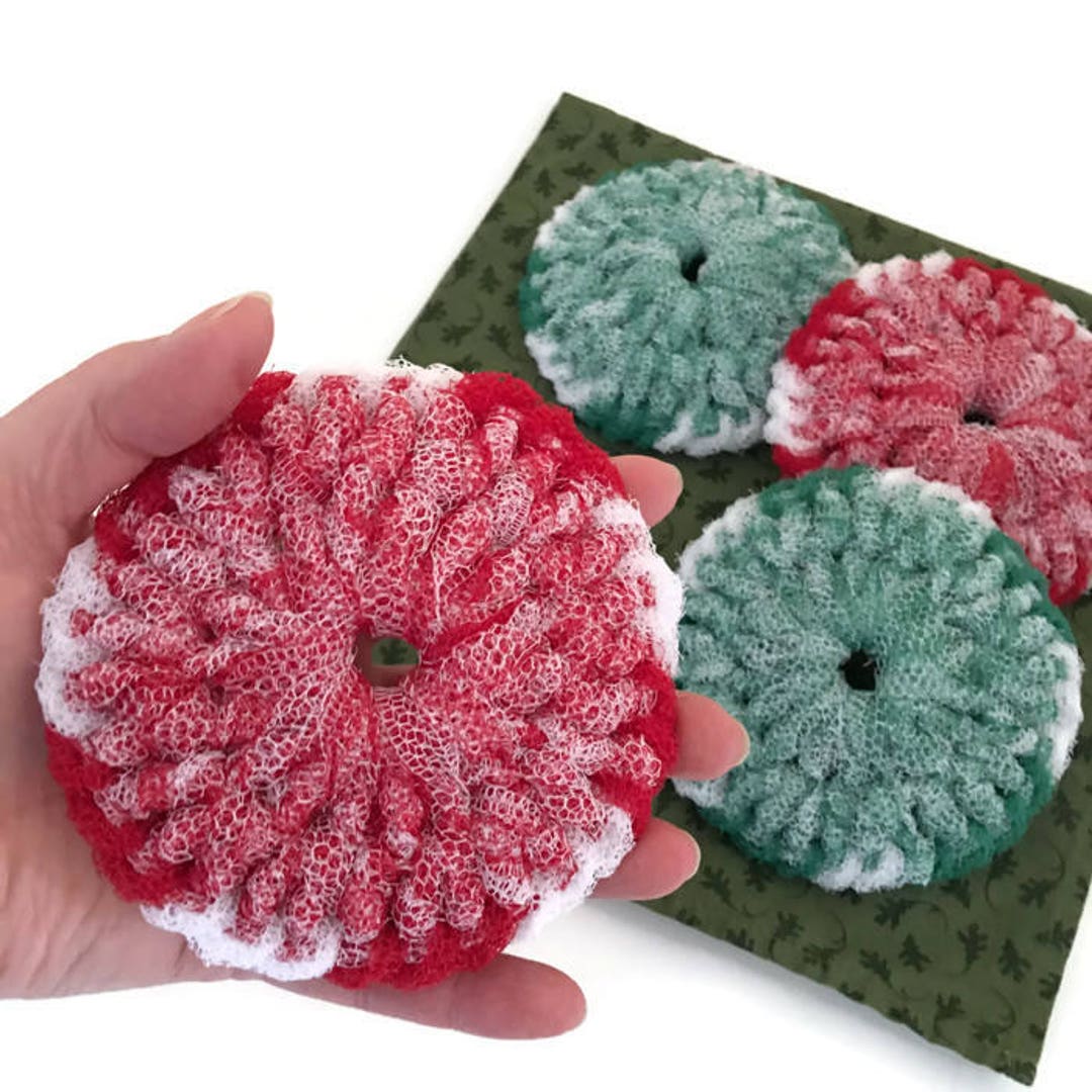 Christmas Dish Scrubbies,you Choose 2 Through 8 Peppermint Swirl ...