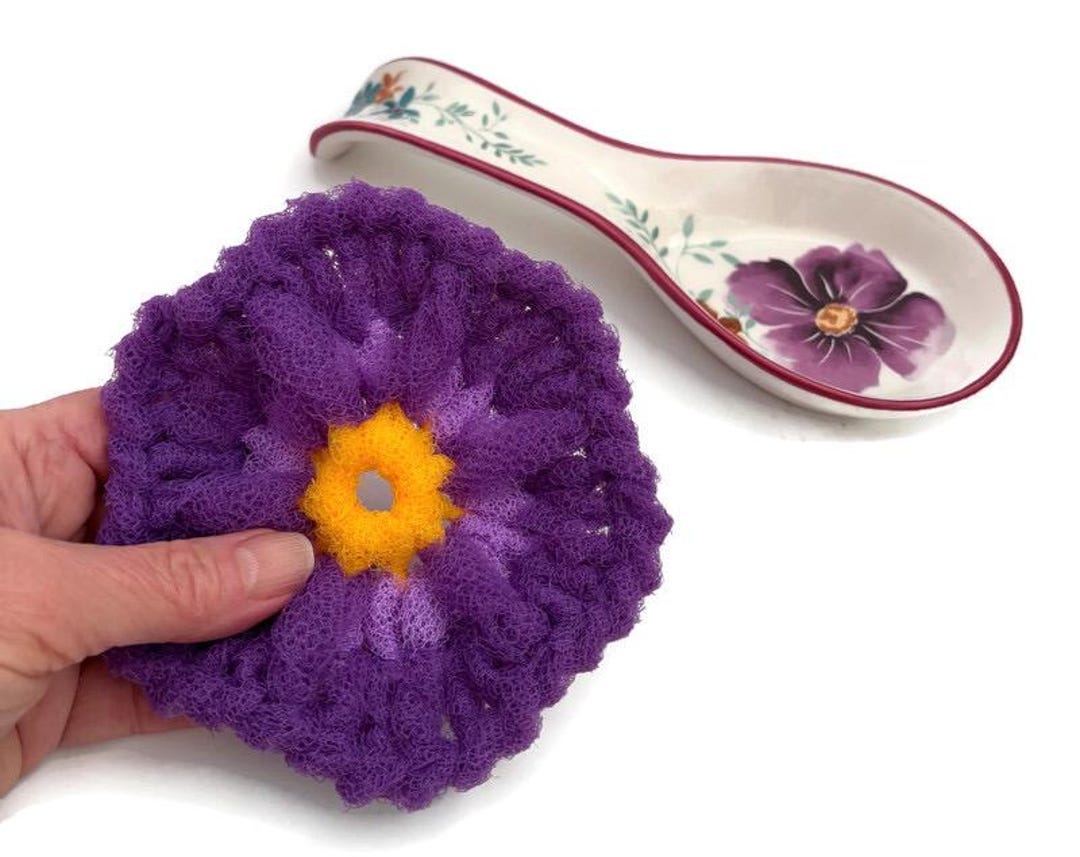 Flower Scrubby Spoon Rest Gift Set - Choose 1 Through 3 Flower ...