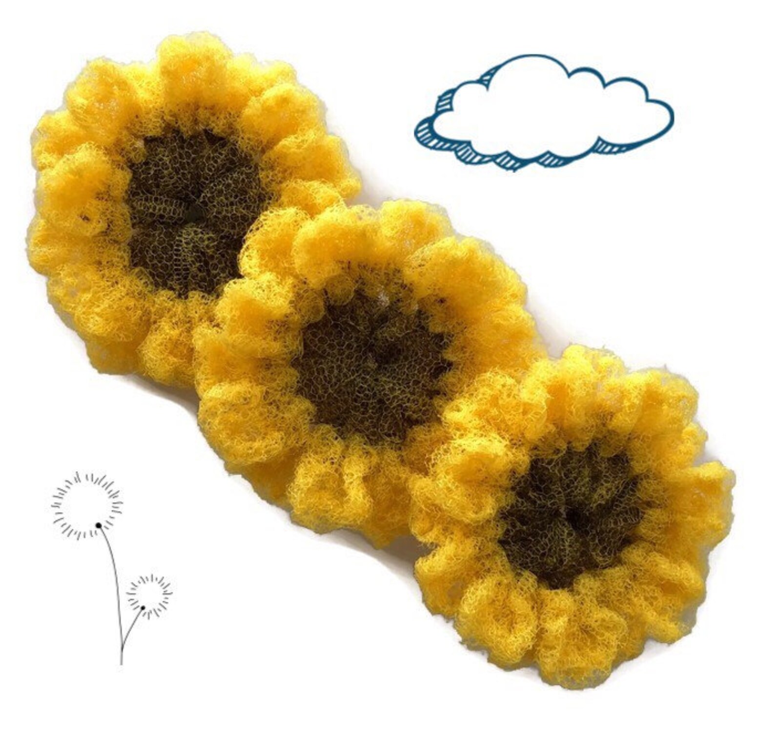 Nylon Pot Scrubber You Choose 2 Through 8 Large Sunflower Dish ...