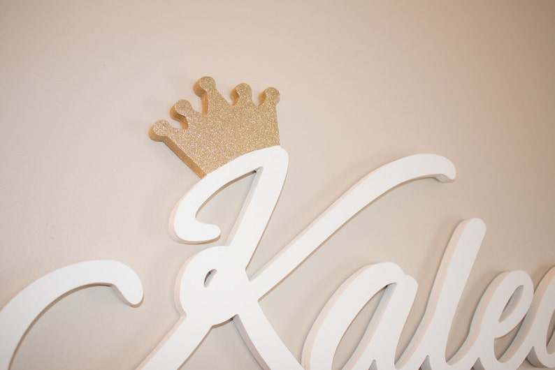 Gold Glitter Crown Name Sign Tiara Baby Name Plaque | Etsy
