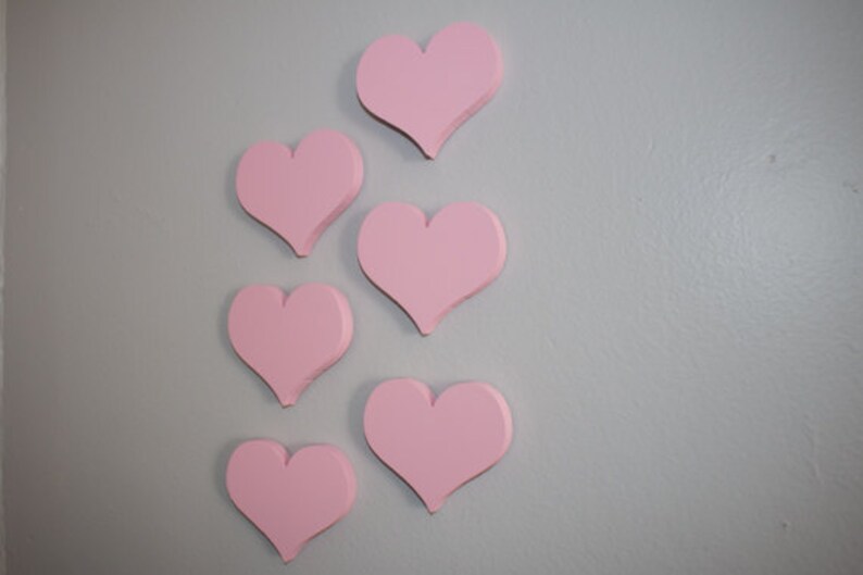 Wooden Hearts Set of Six Pink Hearts Nursery Decor Choose Your | Etsy
