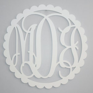 Scalloped Border Wood Monogram, Painted Wood Monogram, Nursery Decor ...