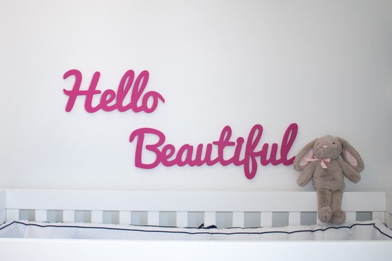 Hello Beautiful Wooden Name Word Sign Above a Crib Wooden | Etsy