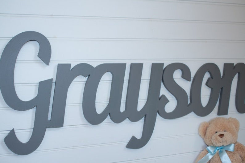 Gray Wooden Name Sign 11 12 Capital Letter Baby - Etsy