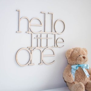 Hello Little One Wood Sign | Modern Baby Nursery Decor | Minimalist ...