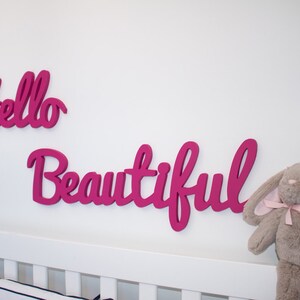 Hello Beautiful Wooden Name Word Sign Above a Crib Wooden Words Nursery ...