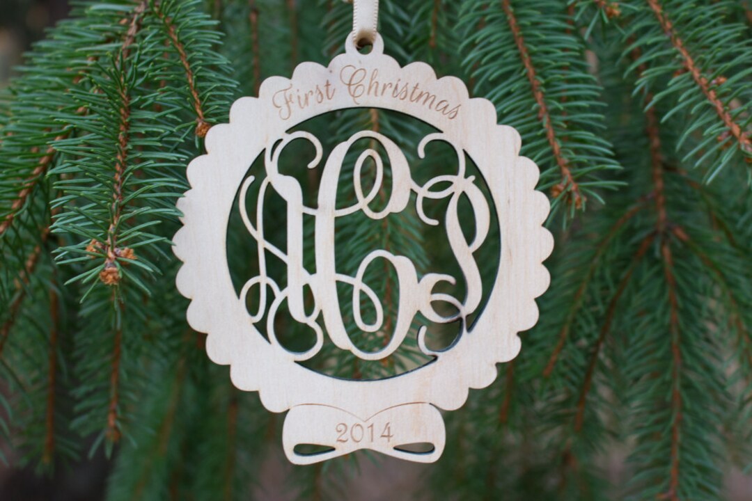 Personalized Monogram Christmas Ornament , Wedding Monogram Christmas ...