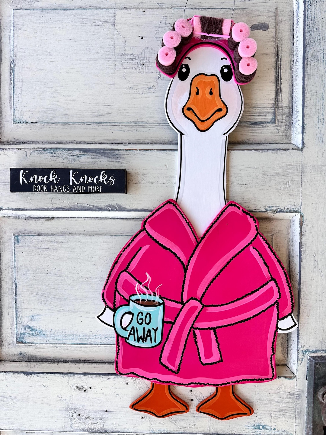 Curlers and Robe Porch Goose Door Hang - Etsy