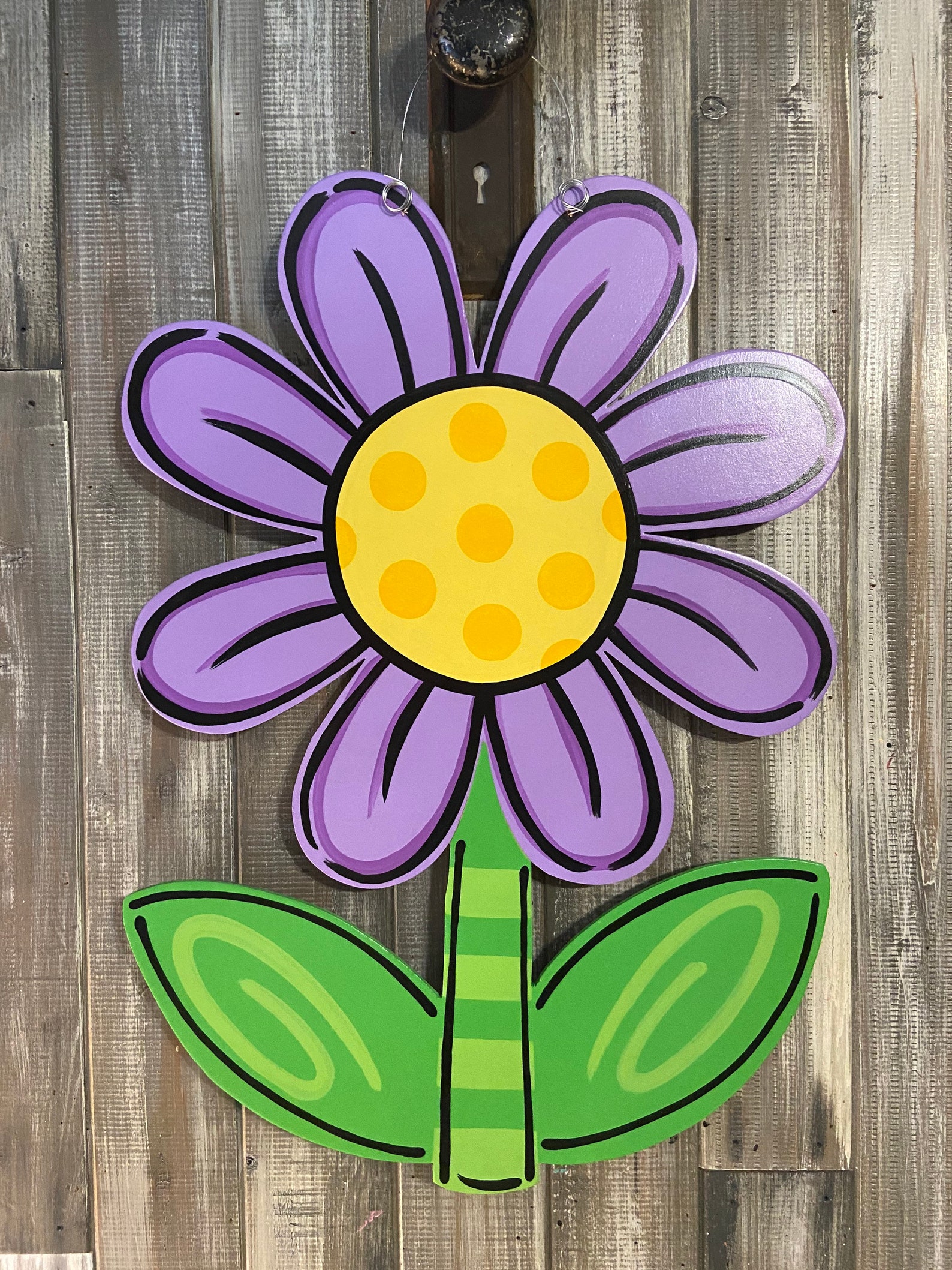 Purple flower door hanger | Etsy