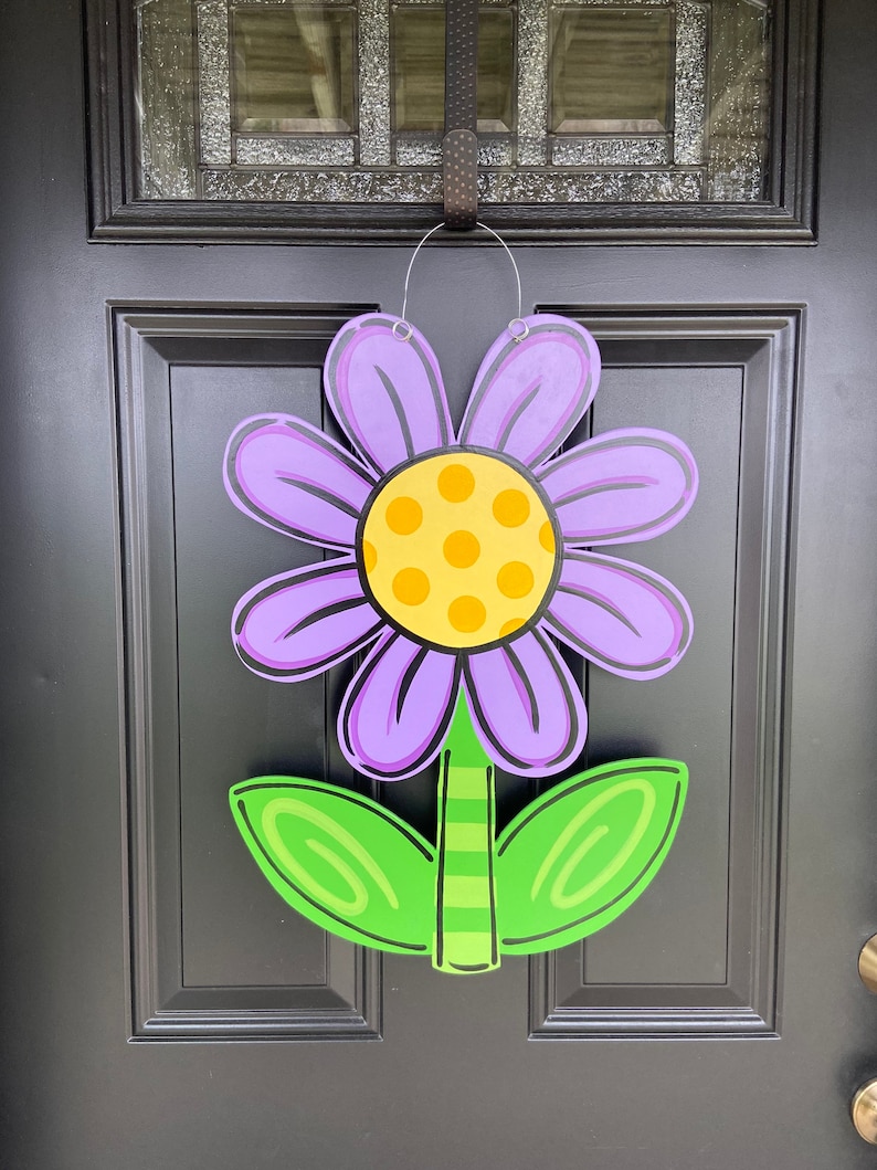 Purple Flower Door Hanger - Etsy