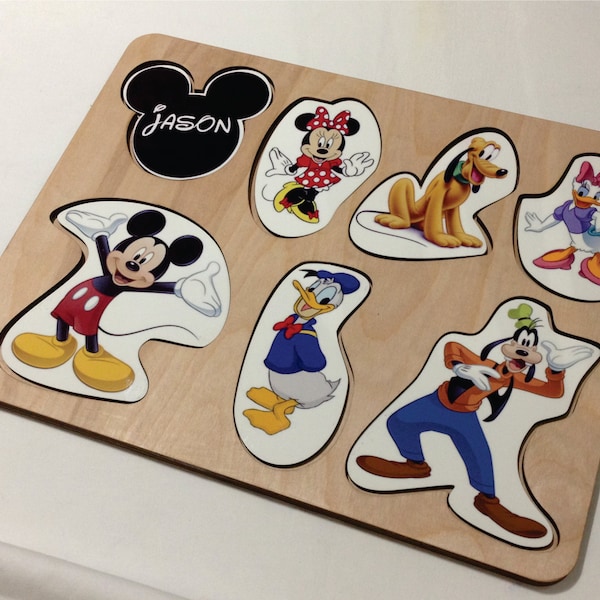Mickey Mouse Wooden Puzzle - Etsy
