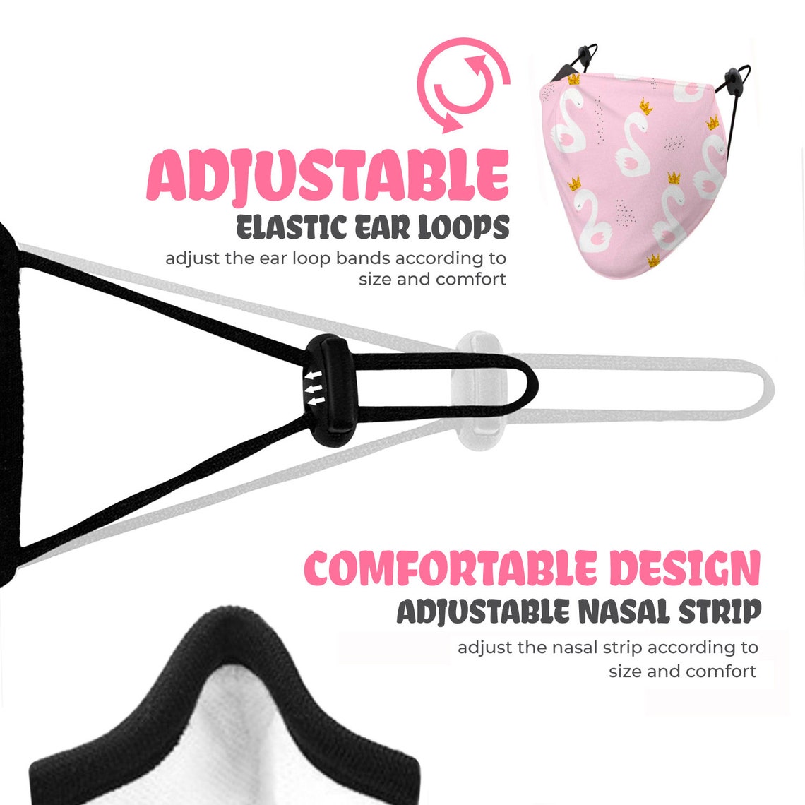 5PCS Adult Cloth Face Mask Reusable Washable With 2.5 PM Mask | Etsy