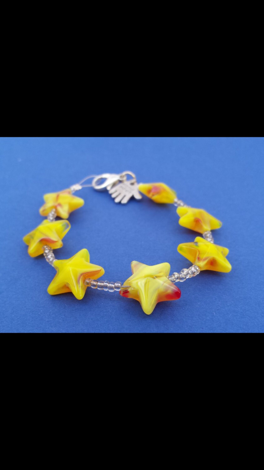 Star Beaded Bracelet Yellow Boho Jewelry Galaxy Bracelet Midnight ...