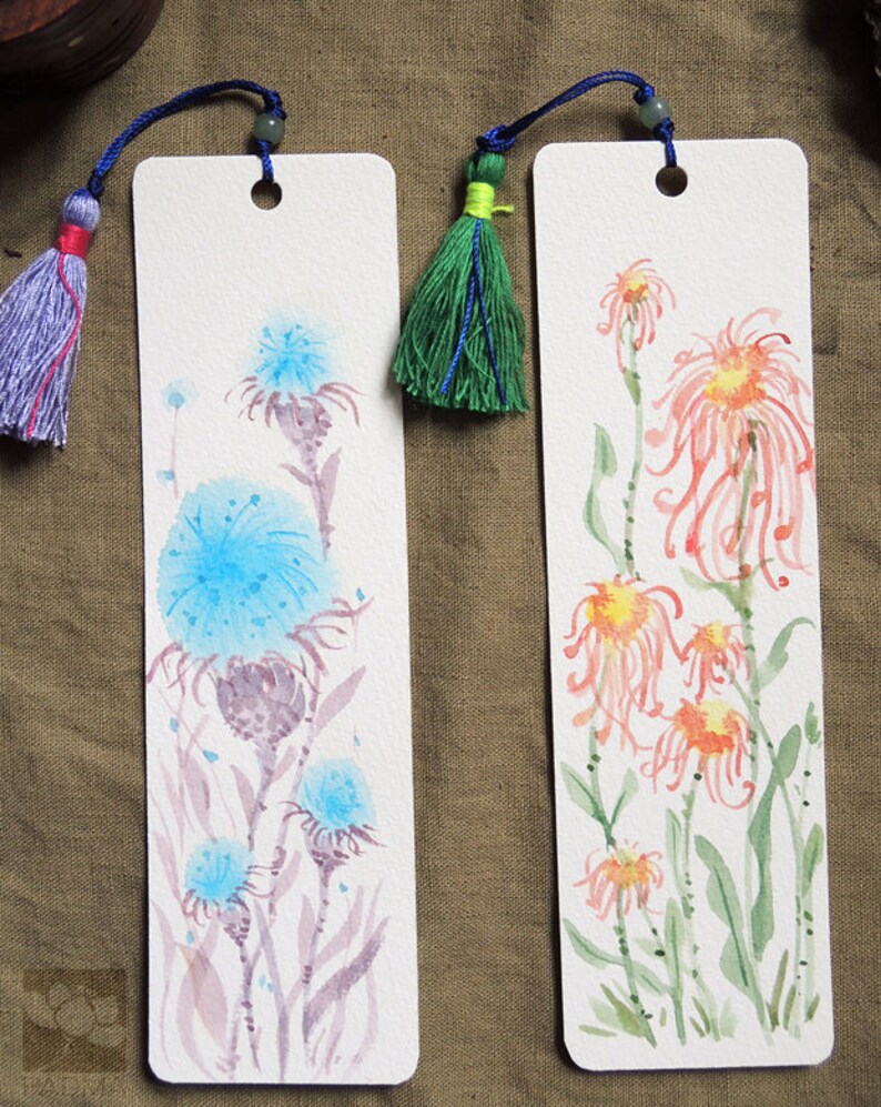 Flowers in Summer Garden 3 Original Drawing Bookmarks - Etsy