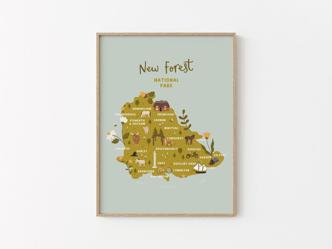 New Forest Illustrated Map Print Hampshire Print New Forest Gift ...