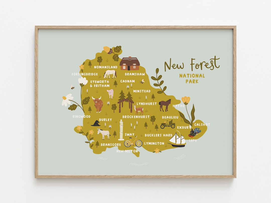New Forest Map Print | Illustrated Map of New Forest, Hampshire | New ...