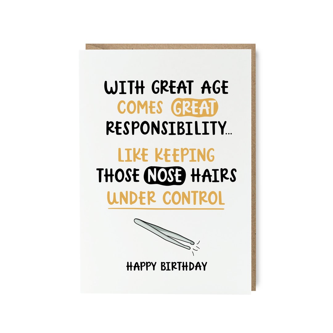 Nose Hairs Funny Birthday Card A6 Old Birthday Card for Him - Etsy