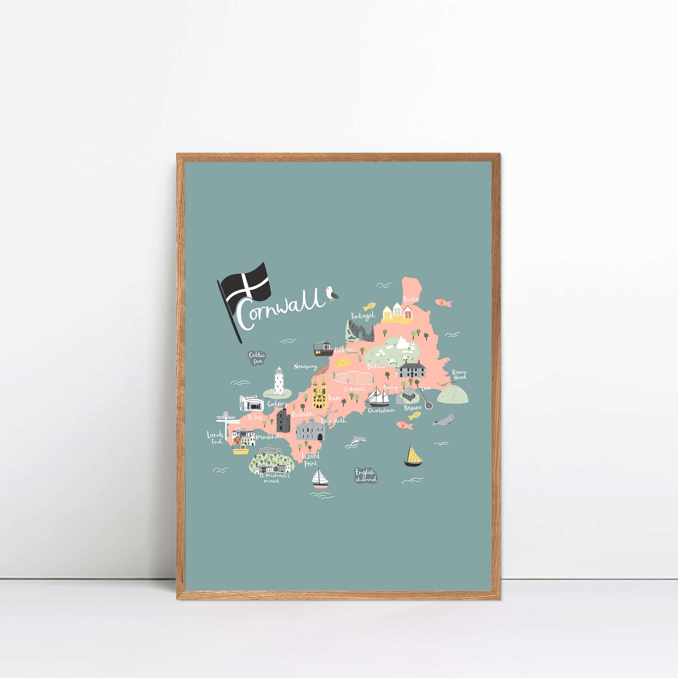 Cornwall Map Print Illustrated Map of Cornwall - Etsy UK