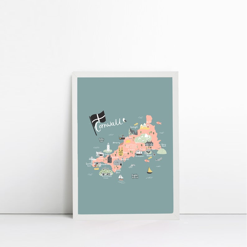 Cornwall Map Print Illustrated Map of Cornwall - Etsy UK