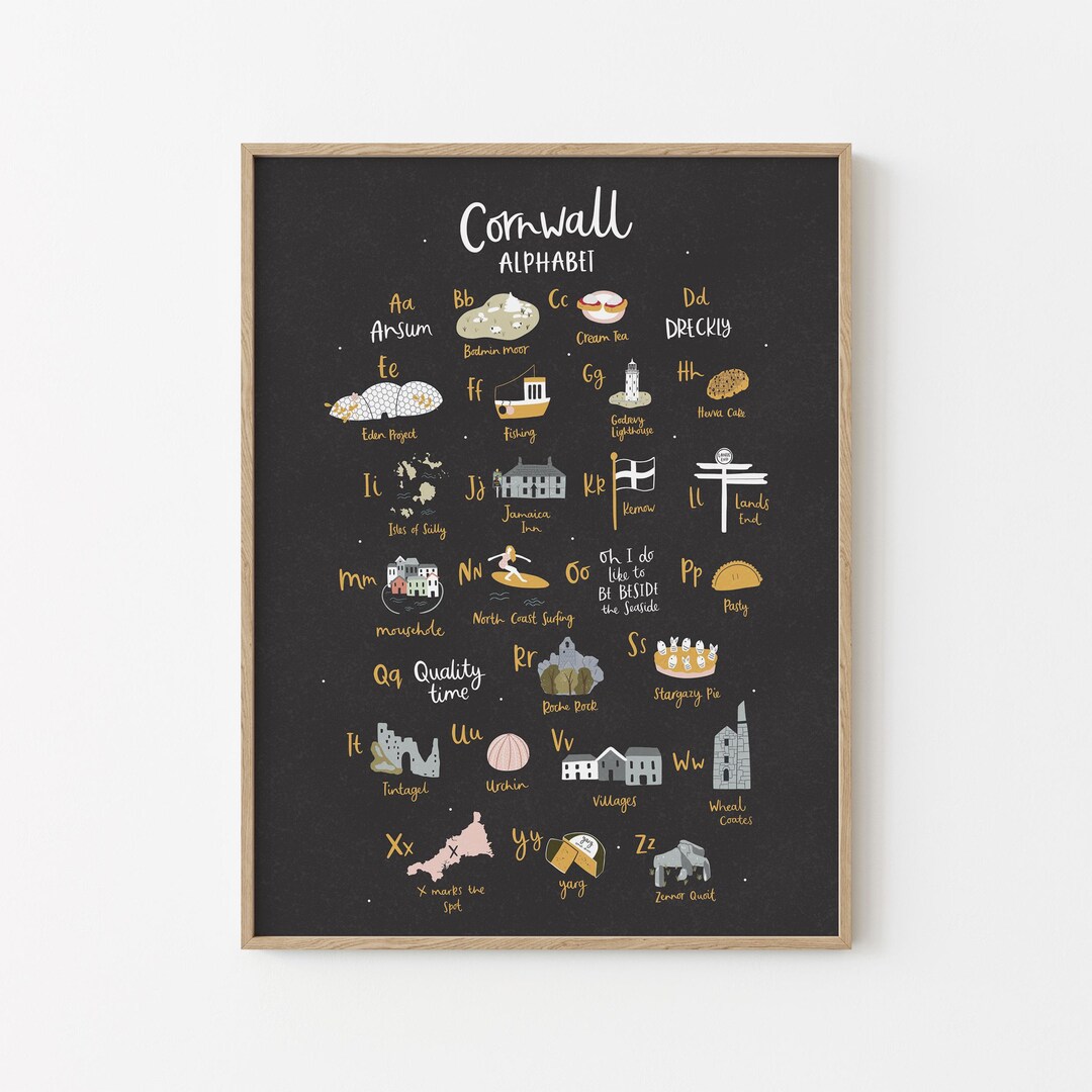 Cornwall Alphabet Print | A-Z of Cornwall | Cornish Art Print - Etsy UK