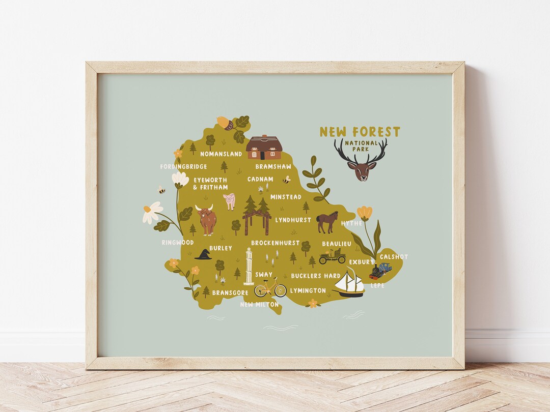 New Forest Map Print Illustrated Map of New Forest, Hampshire New ...