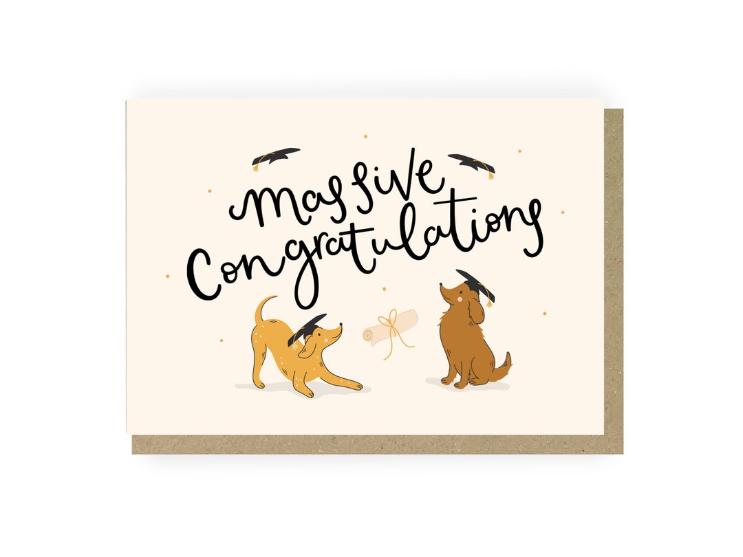 Massive Congratulations Dog Graduation Card | Exam Results Card | GCSE ...