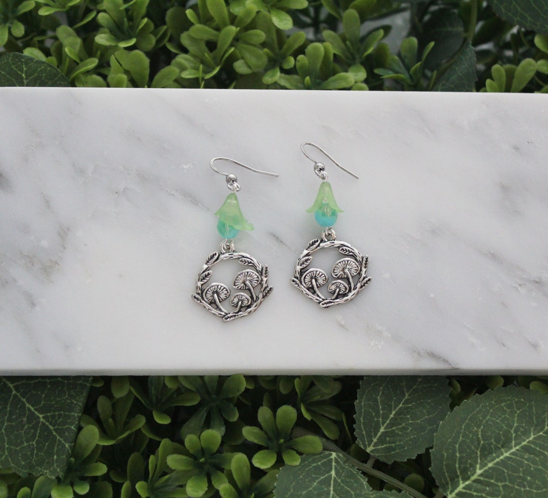 Mushroom Ring Earrings - Caduceus Clay Silver Charm Critical Role ...