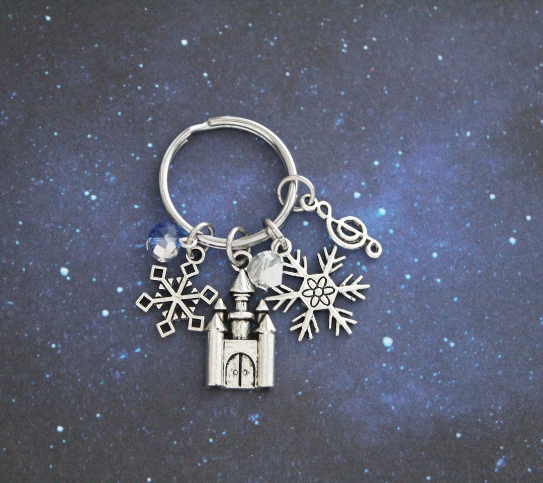 Winter Princess Charm Keychain Silver Charm Key chain Castle Charm ...