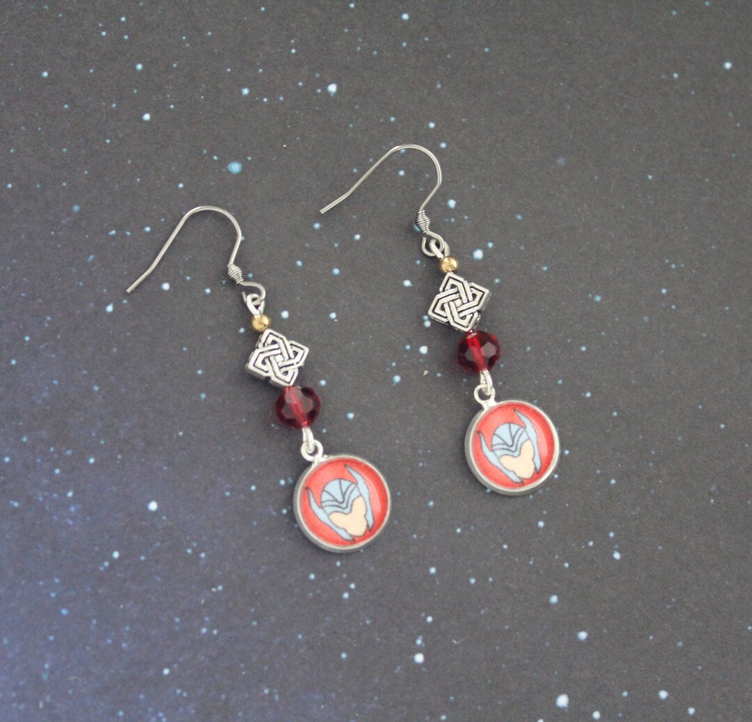 Thor Charm Earrings Thor Helm Cabochon Handmade Art Charm Comic ...