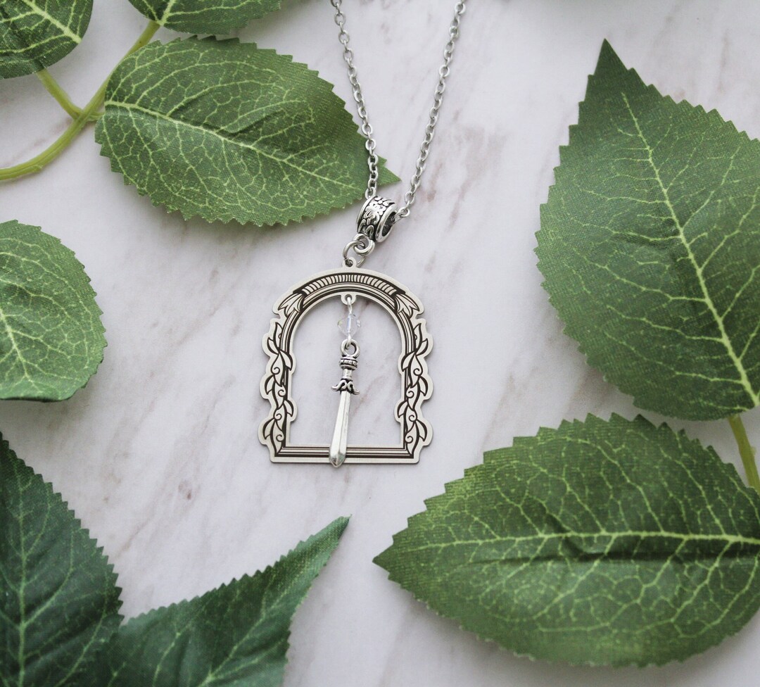 Elven Arch Necklace - Elf Door Archway Magical Sword Charm - Silver ...