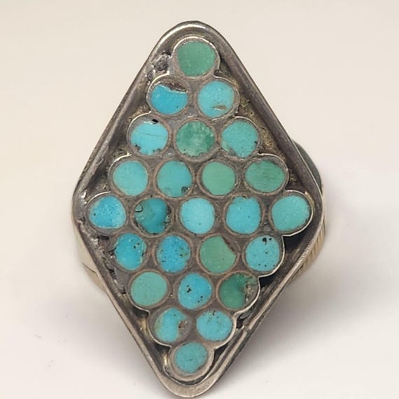 Very Old Dishta Turquoise Inlay Stones Sterling Silve… - Gem