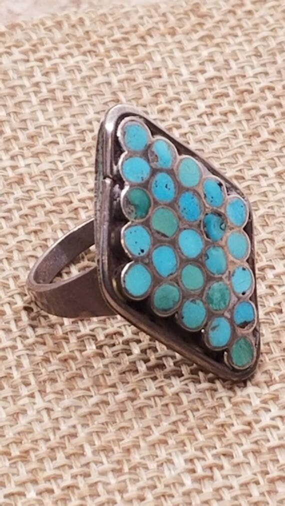 Very Old Dishta Turquoise Inlay Stones Sterling Silve… - Gem