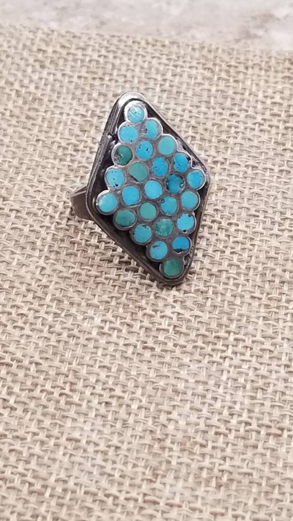 Very Old Dishta Turquoise Inlay Stones Sterling Silve… - Gem
