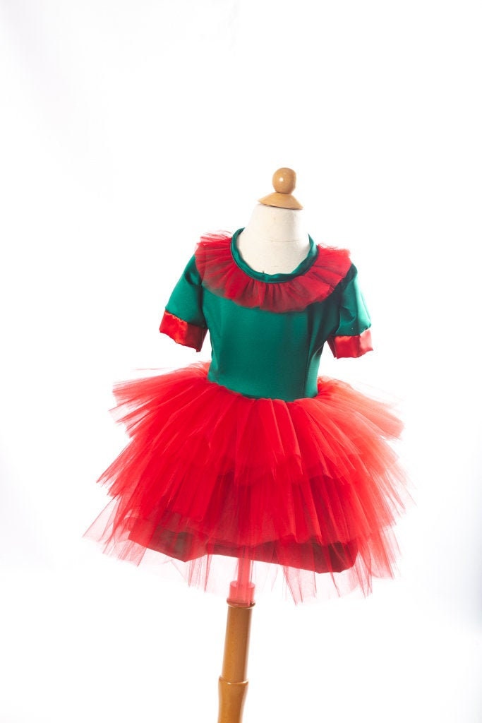 Green and Red Dress - Etsy