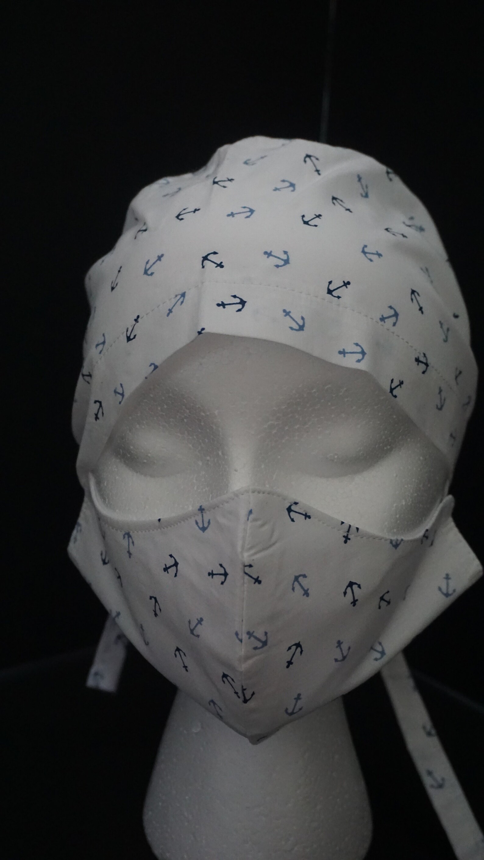 White Anchors Scrub Cap and Face Mask | Etsy