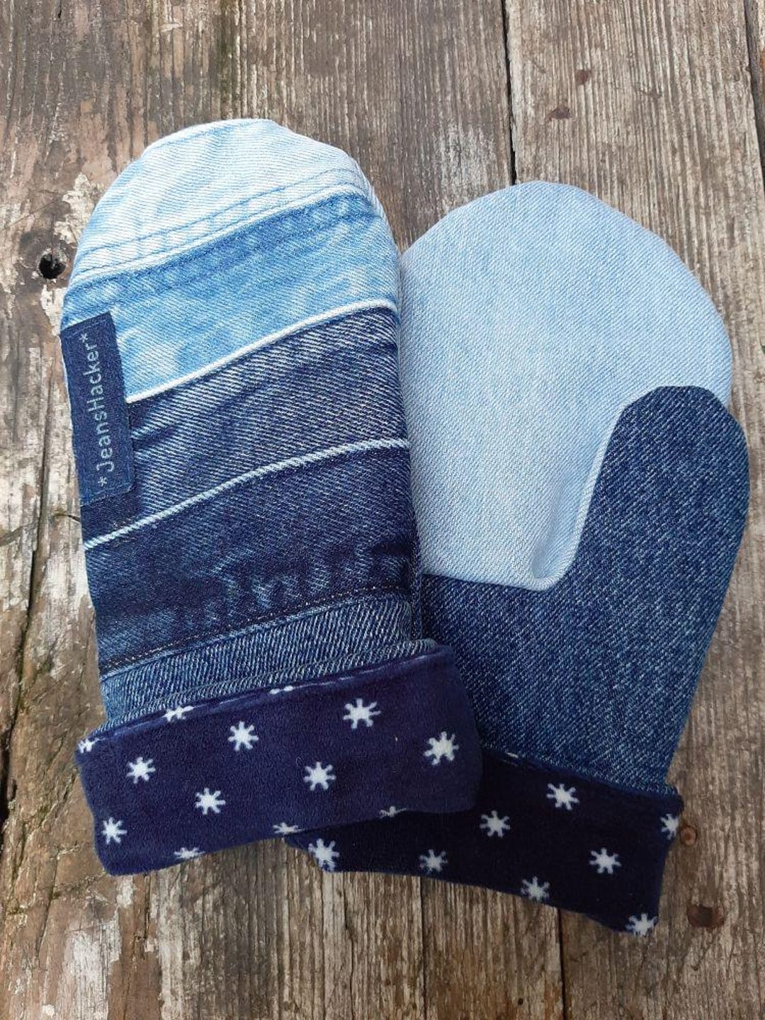 Upcycled Denim Mittens With Fleece Lining Upcycled Jeans Mittens ...