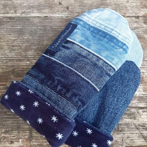 Upcycled Denim Mittens With Fleece Lining Upcycled Jeans Mittens ...