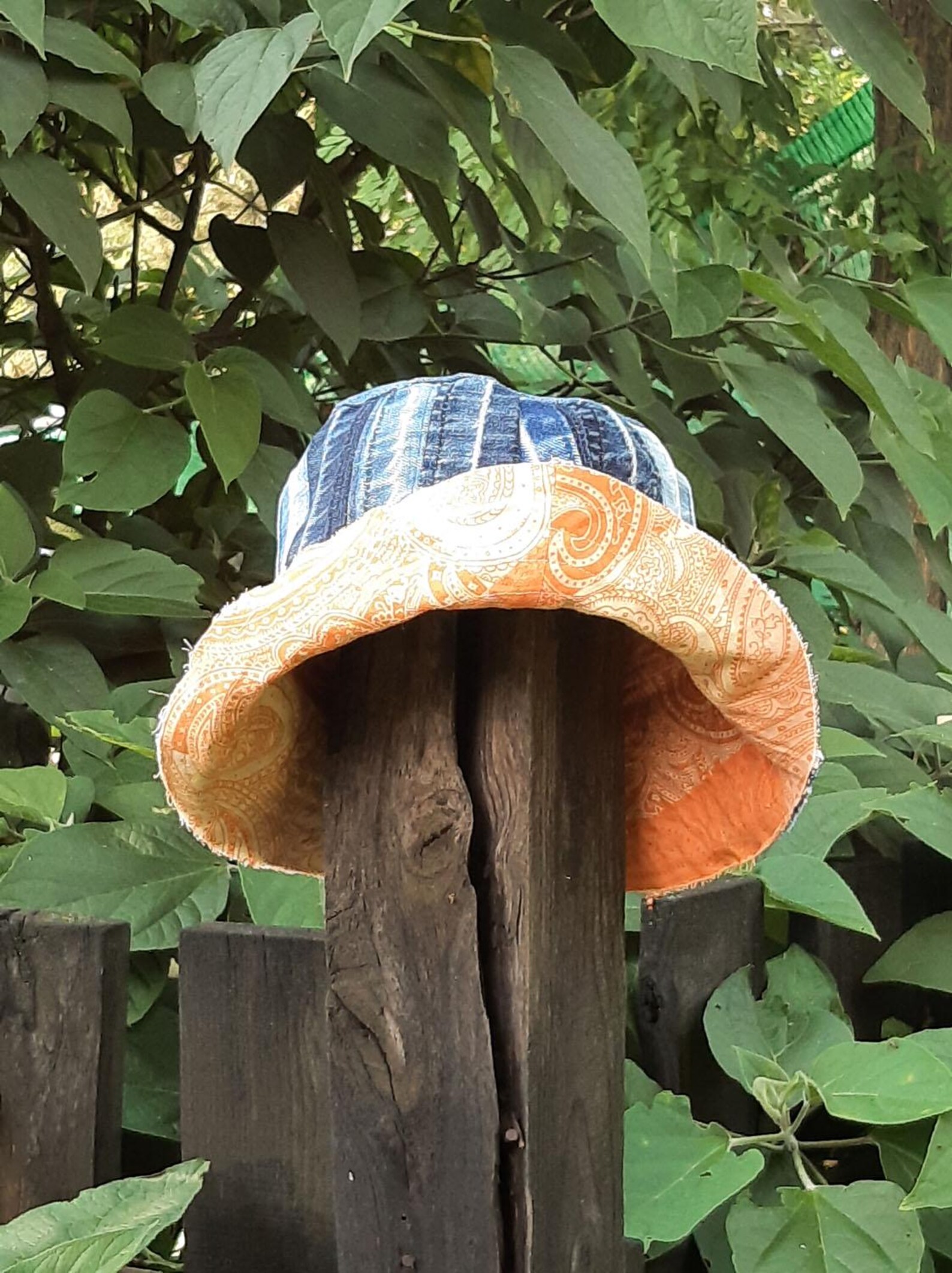 Denim Patchwork Reversible Bucket Hat Gift for Denim Lover Festival Hat ...